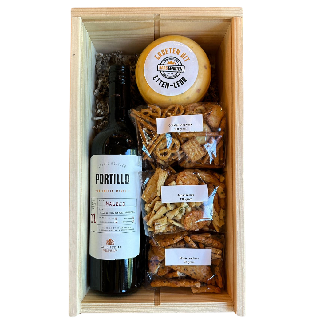 Luxe Portillo wijn kaas pakket kopen bij Flesjewijn.com